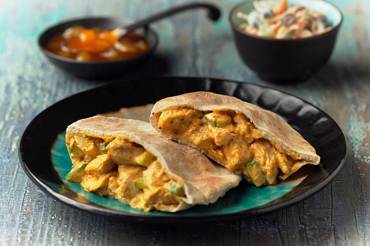 Tikka Coronation Chicken Pittas - Onken Onken