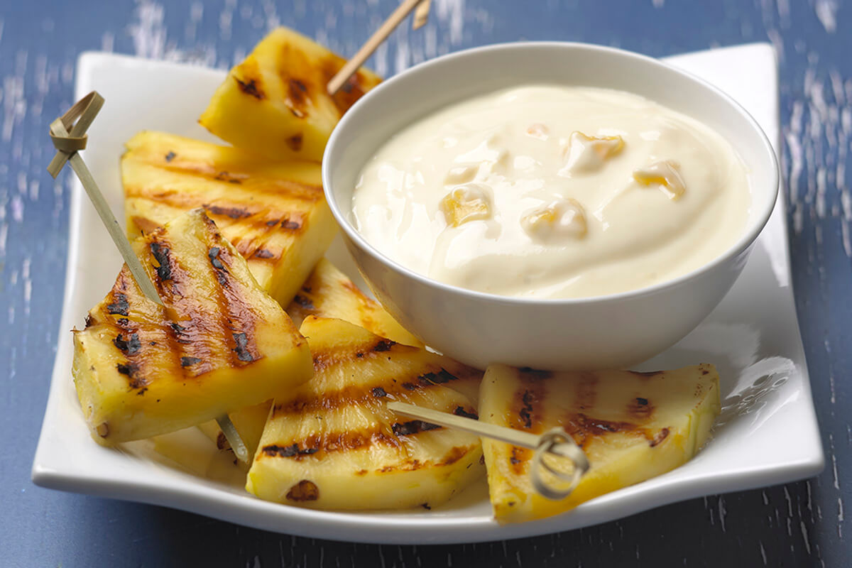 Grilled pineapple wedges with Onken Mango, Papaya & Passion Fruit Dip ...