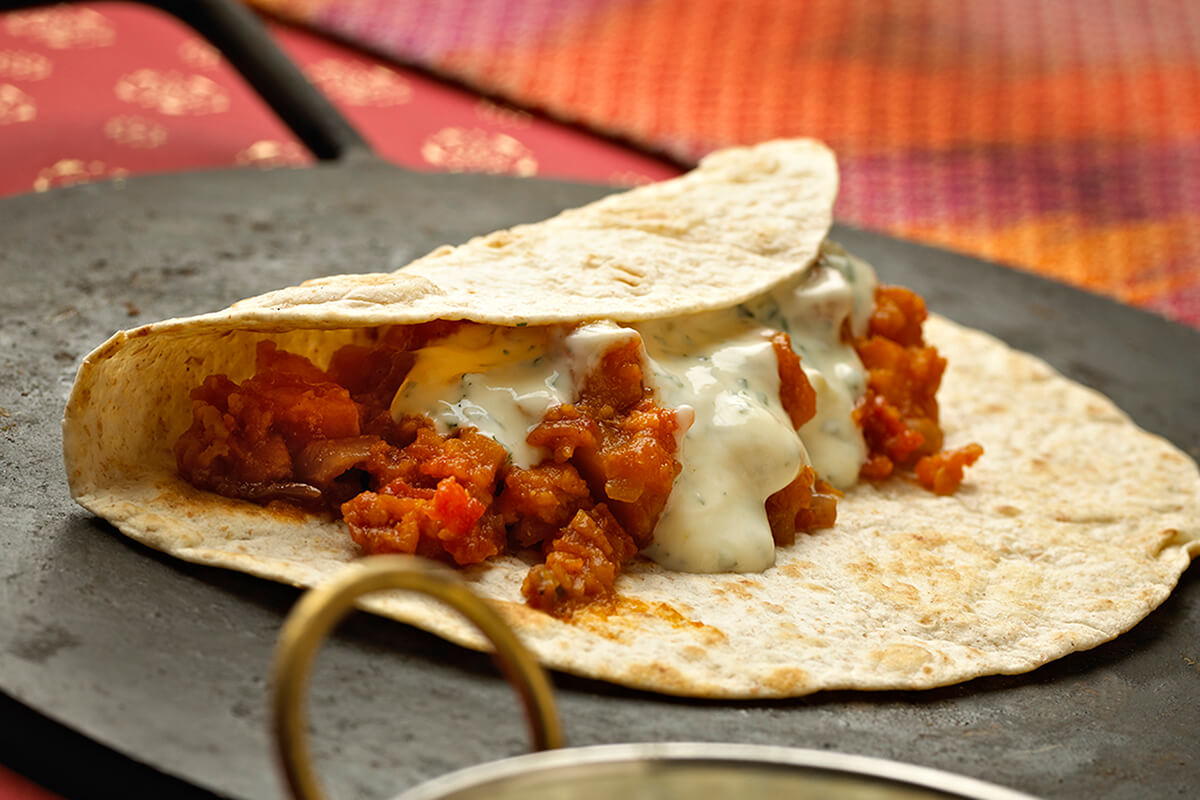 Indian style Potato and Butternut Squash wraps with a Mango and Mint ...