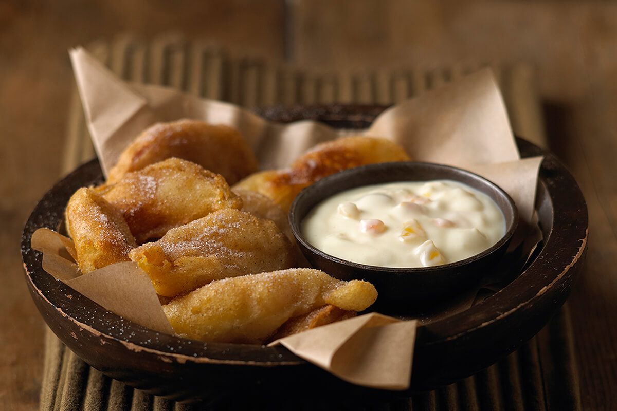 Apple and Mango Fritters with Onken Mango and Apple Fat Free Yogurt Dip ...